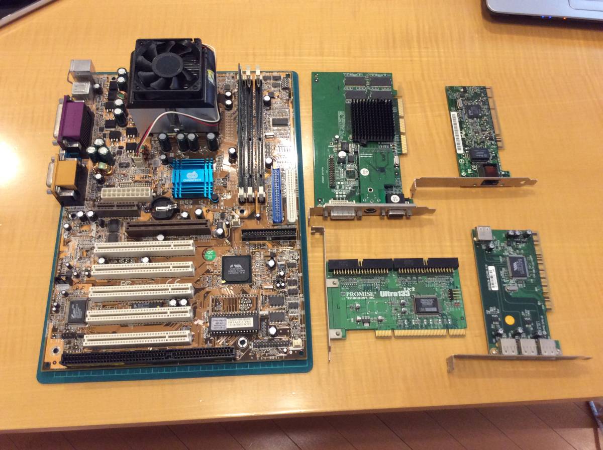 【やや傷や汚れあり】動作確認済 ISAスロット SocketA/462 マザーボード Chaintech 7AJA2 AthlonXP ...