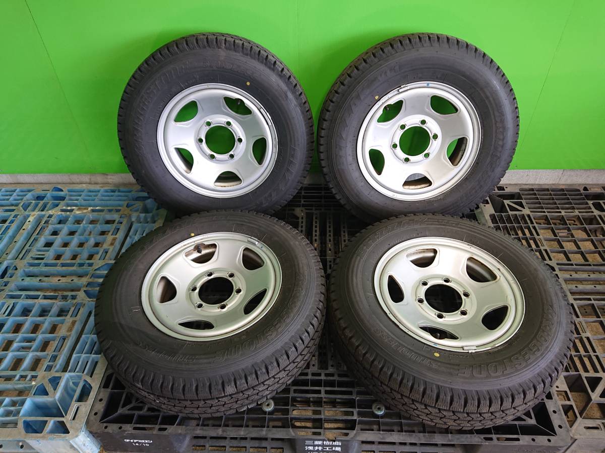 【傷や汚れあり】★スタッドレスLTタイヤ ＆ 鉄ホイールセット BRIDGESTONE BLIZZAL VL1 195/80R15 ...