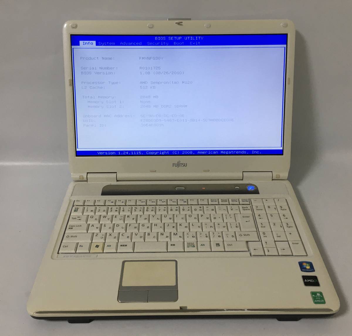 【傷や汚れあり】 現状品 FUJITSU 富士通 15.6インチ ノートパソコン FMV-BIBLO NF/G30 FMVNFG30Y AMD Sempron M120/メモリ2GBの落札情報 ...