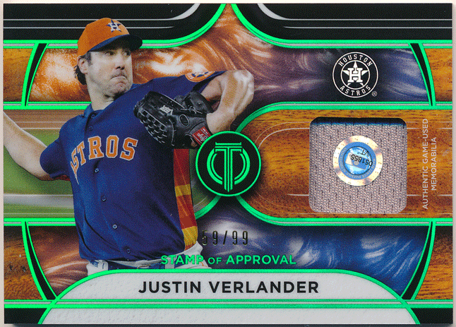 【目立った傷や汚れなし】Justin Verlander MLB 2022 Topps Tribute Stamp of Approval ...