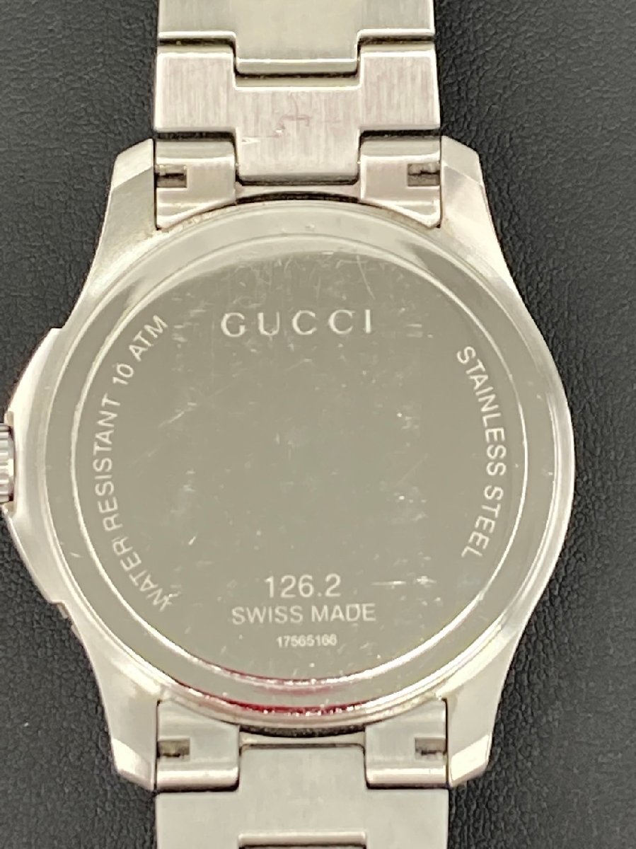 【傷や汚れあり】GUCCI グッチ 126.2 タイムレス ダイバーズ 100M メンズ クォーツ QZ ステンレススチール SS 黒文字盤 ...