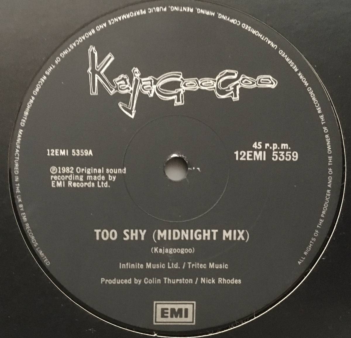 【目立った傷や汚れなし】Kajagoogoo /Too Shy (Midnight Mix) 12inchの落札情報詳細 - ヤフオク落札価格 ...