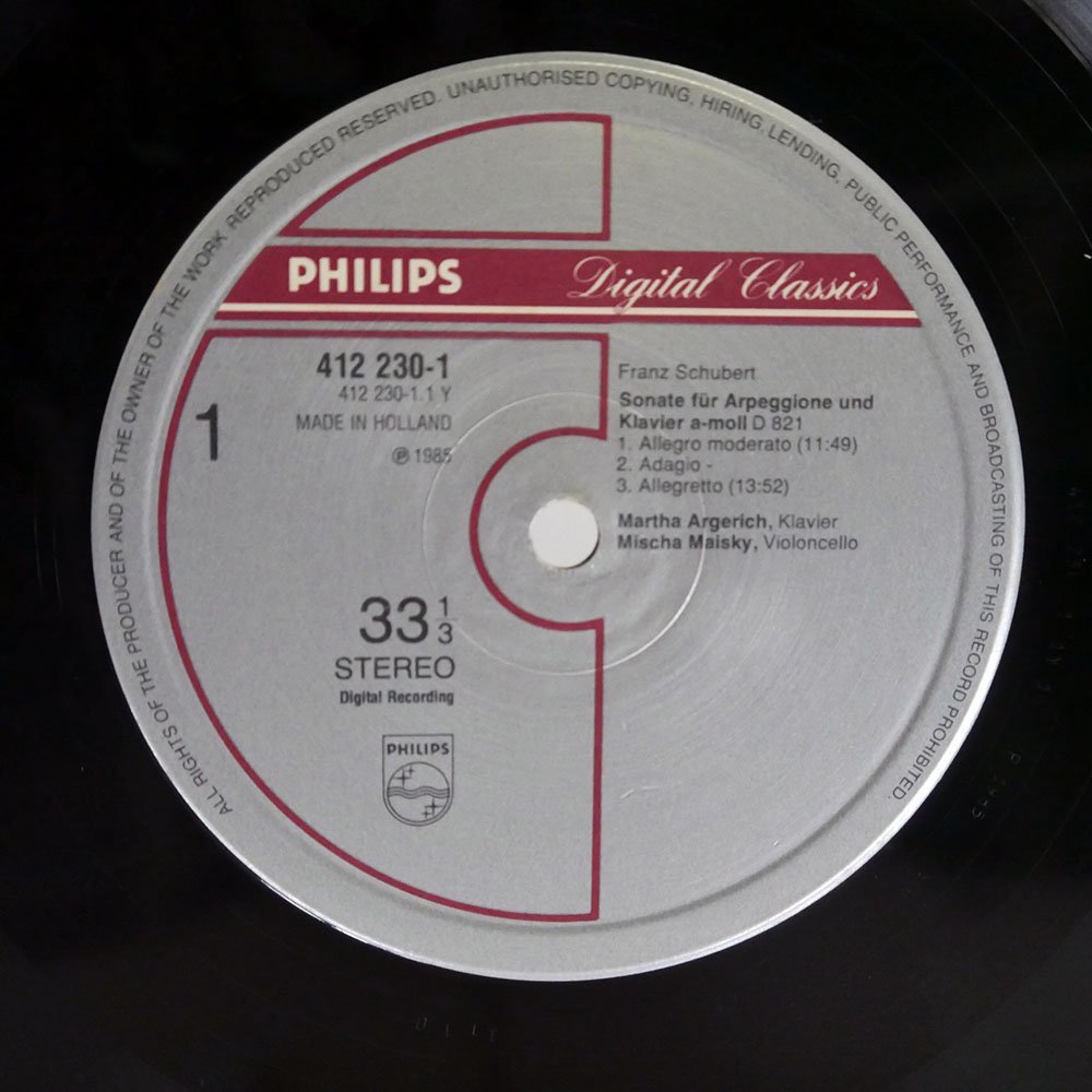 【目立った傷や汚れなし】蘭 帯 直輸入盤 アルゲリッチ & マイスキー/シューベルト アルペジオーネ・ソナタ/PHILIPS 412 230 ...