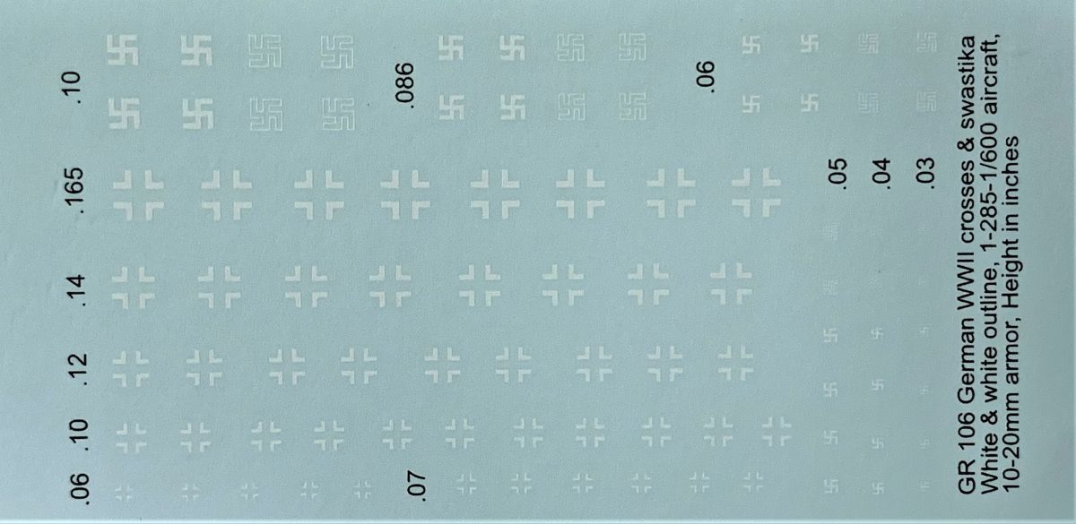 【未使用】 1/144 デカール GR-106 WWⅡ German Crosses & Swastika's White & White ...
