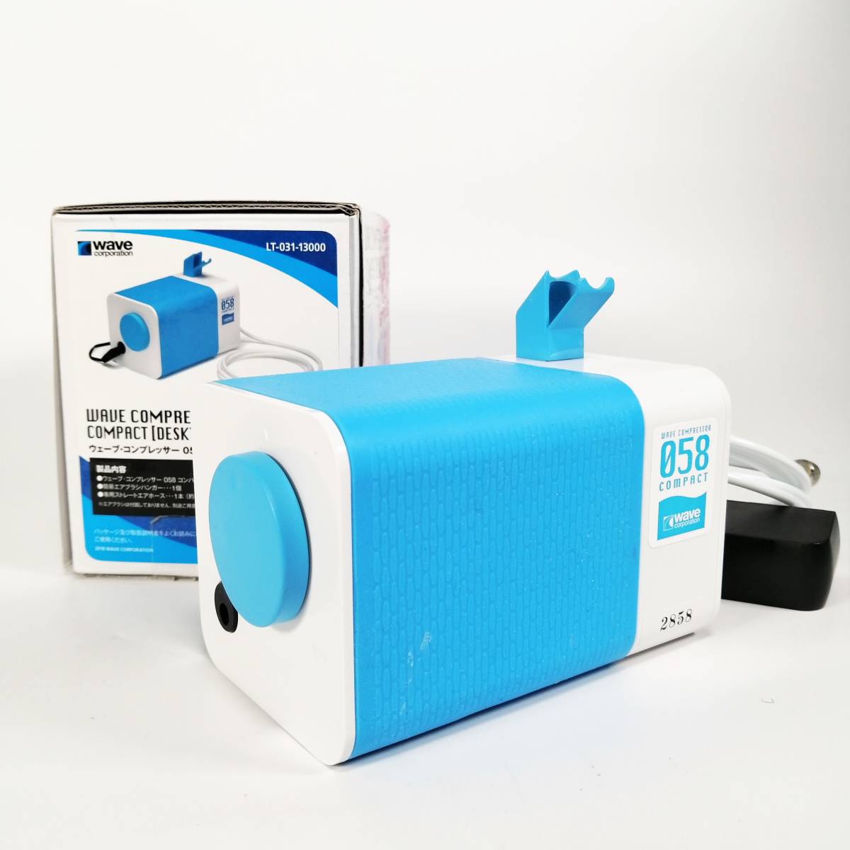 【目立った傷や汚れなし】美品 動作ok WAVE ウェーブ コンプレッサー 058 コンパクト 卓上タイプ プラモデル用工具 LT031 電動 ...