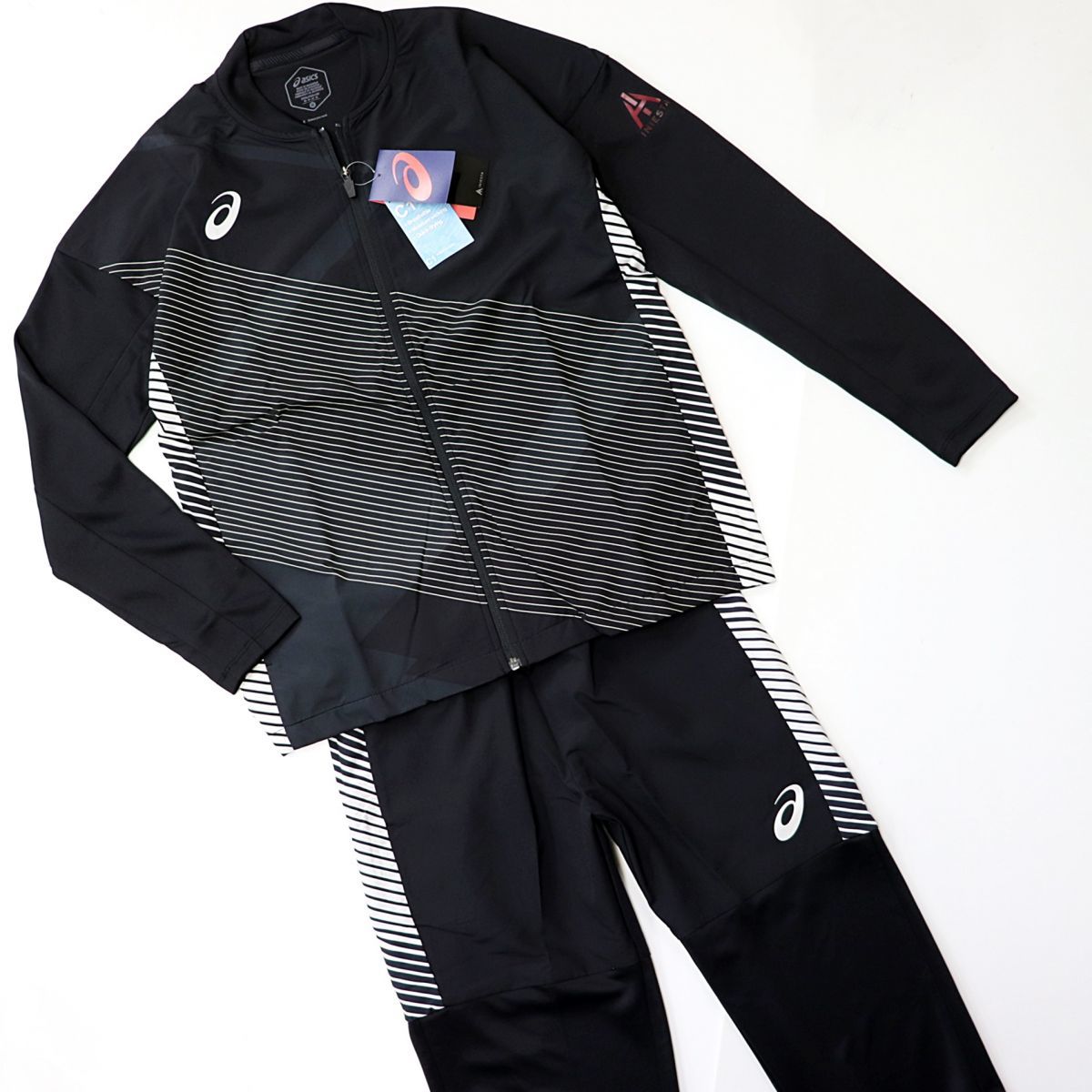 【未使用】★アシックス asics 新品 メンズ 軽量 通気 トレーニング 上下セット セットアップ スーツ SET Lサイズ ...