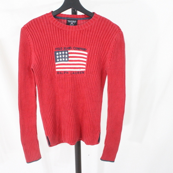 【やや傷や汚れあり】n598 2000年代製 ラルフローレン ポロジーンズ 星条旗 コットンニットセーター 00s 表記Sサイズ 赤 レッド アメカジ POLO ストリート 90sの落札情報 ...