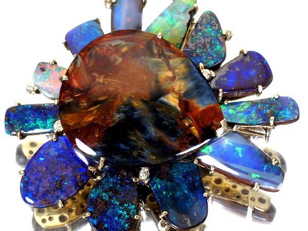 【未使用に近い】1円～【ジュエリー極】個性的極上品！天然アゲート＆天然ボルダーオパール全総計34.05ct＆D 高級K18ブローチ兼ヘッド h5340iil【送料無料】の落札情報詳細 ...