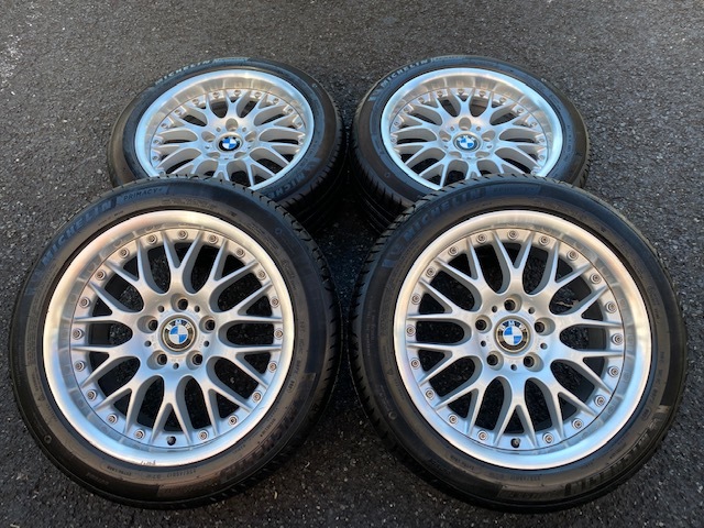 【やや傷や汚れあり】2021年製 タイヤ 美品 BBS BMW 5シリーズ(E39)純正オプション クロススポークコンポジットⅡ RS740 8J-17インチ ET20 PCD120 プライマ ...