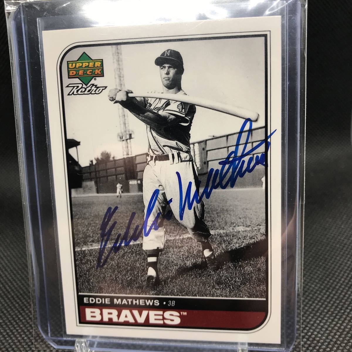 【目立った傷や汚れなし】1998 upper deck retro eddie mathews auto 直筆 サイン HOF sign of ...