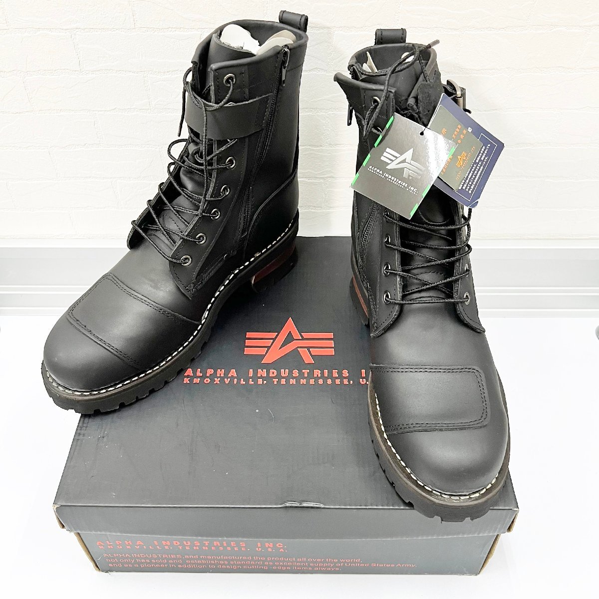 【未使用】ALPHA INDUSTRIES アルファ インダストリーズ バイカーブーツ 70018 27.0cm ライディングブーツ ブラック ...