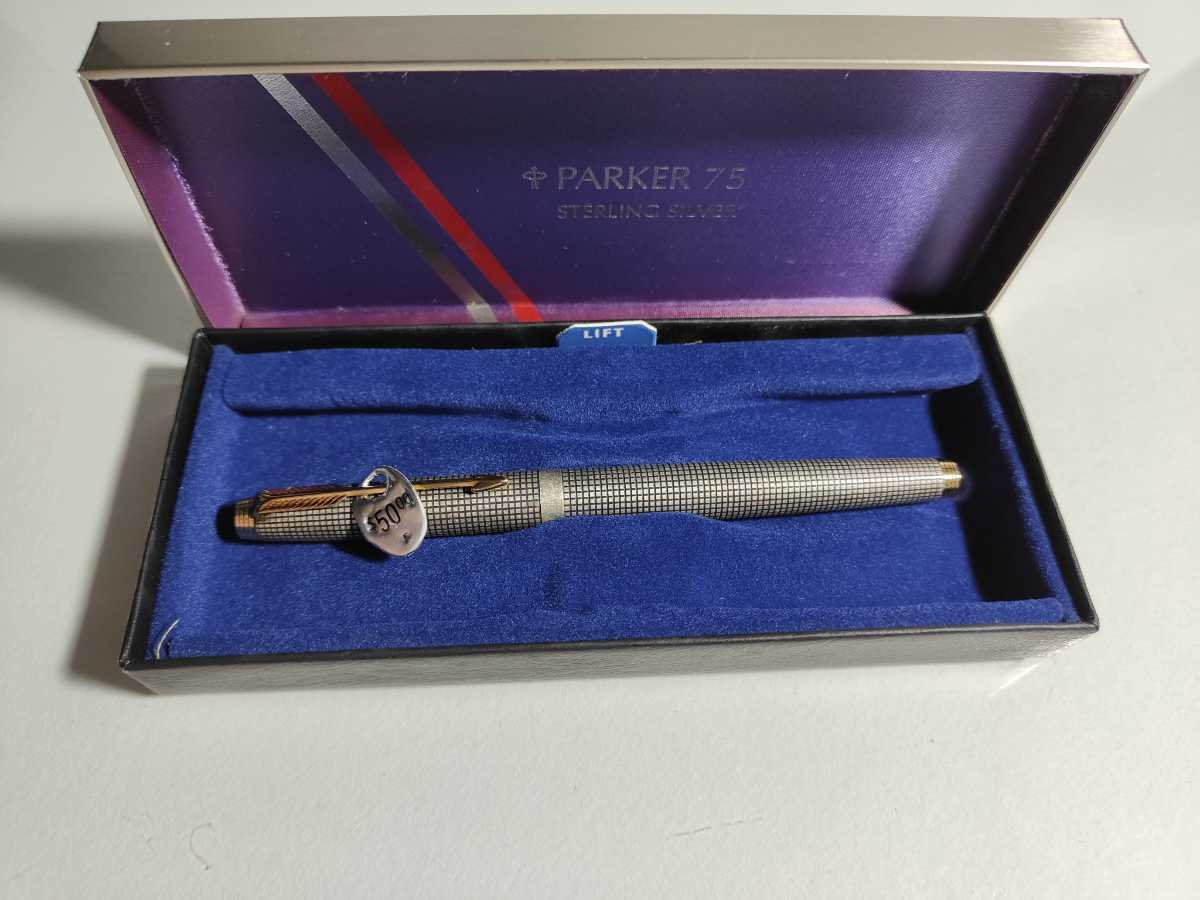 【未使用に近い】PARKER 75 STERLING CAP & BARREL 万年筆 14K POINT F/パーカー 75 スターリング ...