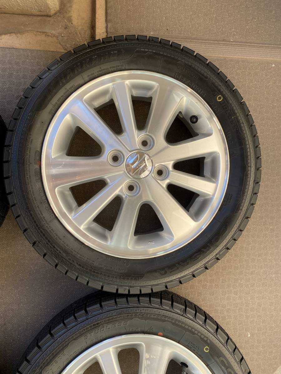 【傷や汚れあり】エブリイワゴン(DA17W) 等に 中古冬セット 165/60R14 ナンカン CORSAFA 2019年製 スズキ純正 4.5J 14 +50 4/100 スタッドレス付 ...