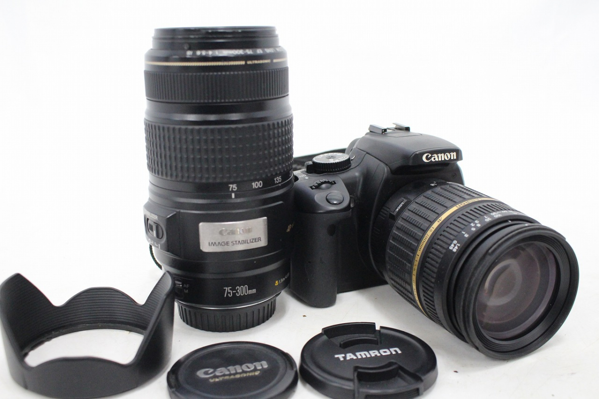 【やや傷や汚れあり】【行董】Canon キャノン EOS Kiss Digital X デジタル一眼レフ 75-300mm ...