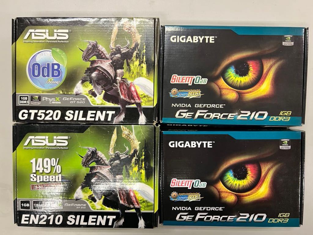 【未使用に近い】GIGABYTE GeForce 210 NVIDIA 2個 ASUS GT520 SILENT 1個 EN210 SILENT 1個 グラボ グラフィックボード ビデオカード ...