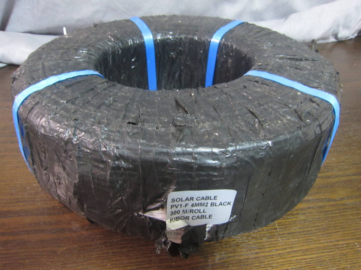 【未使用に近い】【1401】 KIBOR CABLE 太陽光発電用ケーブル 黒 PVケーブル 4mm2 300m ソーラーケーブル PV1-F ...