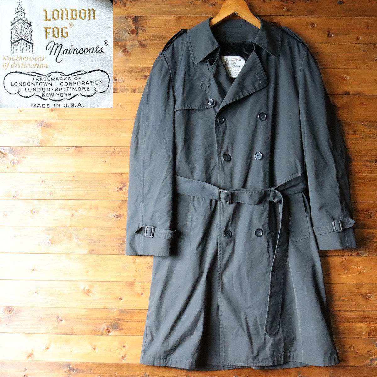【やや傷や汚れあり】★8T/S9.8-4 70s ビンテージ アメリカ製 LONDON FOG ロンドンフォグ トレンチコート ボアライナー付き メンズ 42 グレーの落札情報詳細 ...