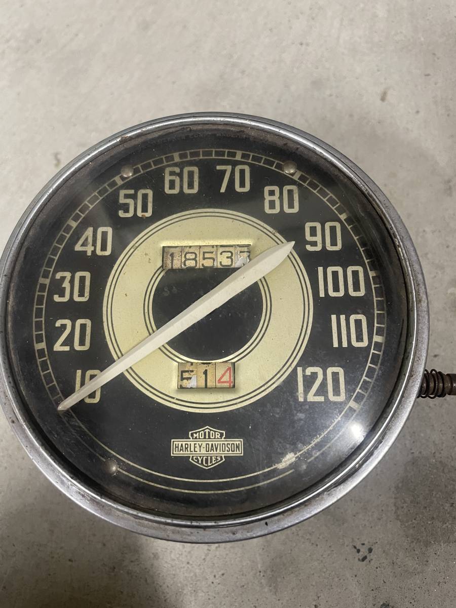 【目立った傷や汚れなし】harley davidson knucklehead speedo 純正 スピードメーター 46 ナックル 実働の ...