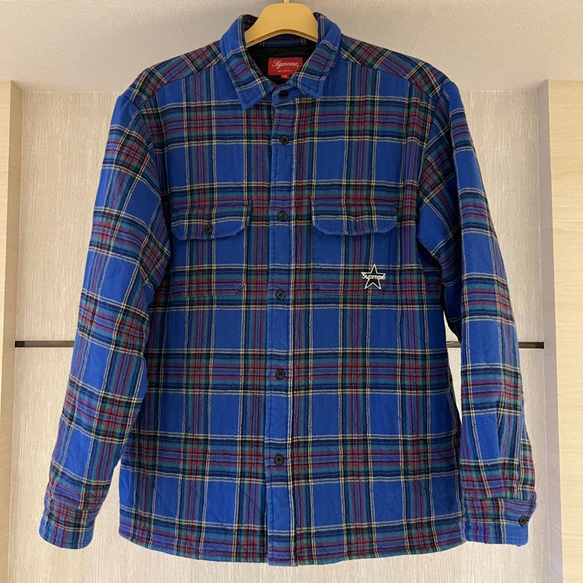 【やや傷や汚れあり】中古 Supreme Quilted Plaid Flannel Shirt Blue M キルティングチェックシャツ 中綿シャツジャケット 青 M の落札情報詳細 ...