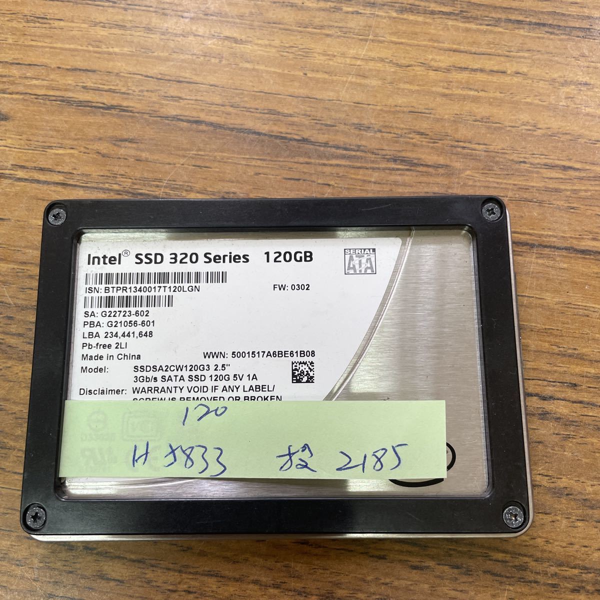 【傷や汚れあり】使用時間5833H/Intel 320 Series 2.5インチ SSD 120GB SSDSA2CW120G3 ...