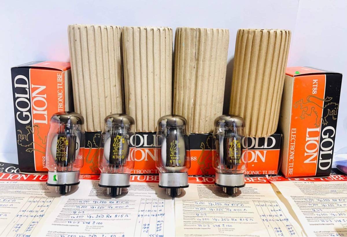 【やや傷や汚れあり】♪♪GOLD LION KT88 2本(1ペア）茶ベース 中古保管品♪♪ の落札情報詳細| ヤフオク落札価格情報 オークフリー