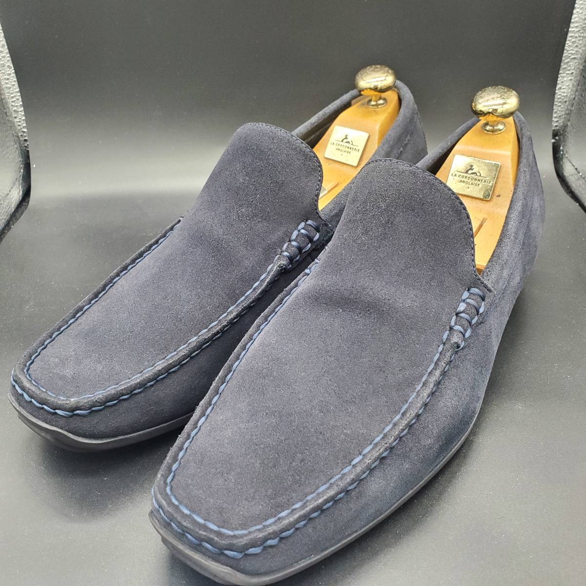 【やや傷や汚れあり】美品 REGAL リーガル 654R ローファー ドライビングシューズ 25.5㎝ ネイビー 紺 スエード スリッポンの ...