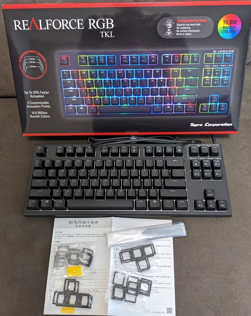 【目立った傷や汚れなし】REALFORCE RGB TKL R2TLA-US4G-BK 英語配列テンキーレス ALL45g US配列 RGB ...