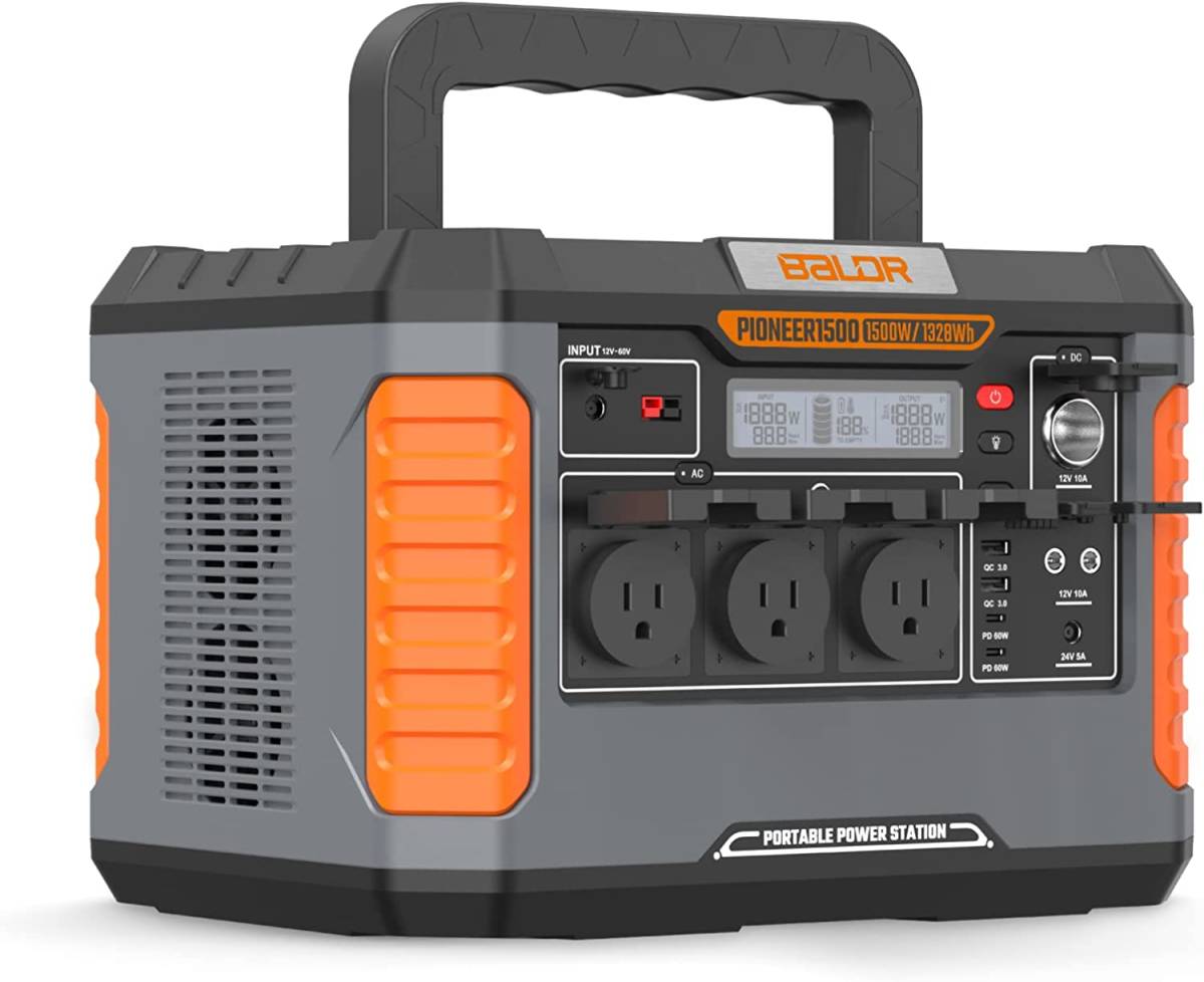 【未使用】BALDR ポータブル電源 大容量 1500W/1328Wh 家庭アウトドア両用 ポータブルバッテリー AC(1500W瞬間最大 ...