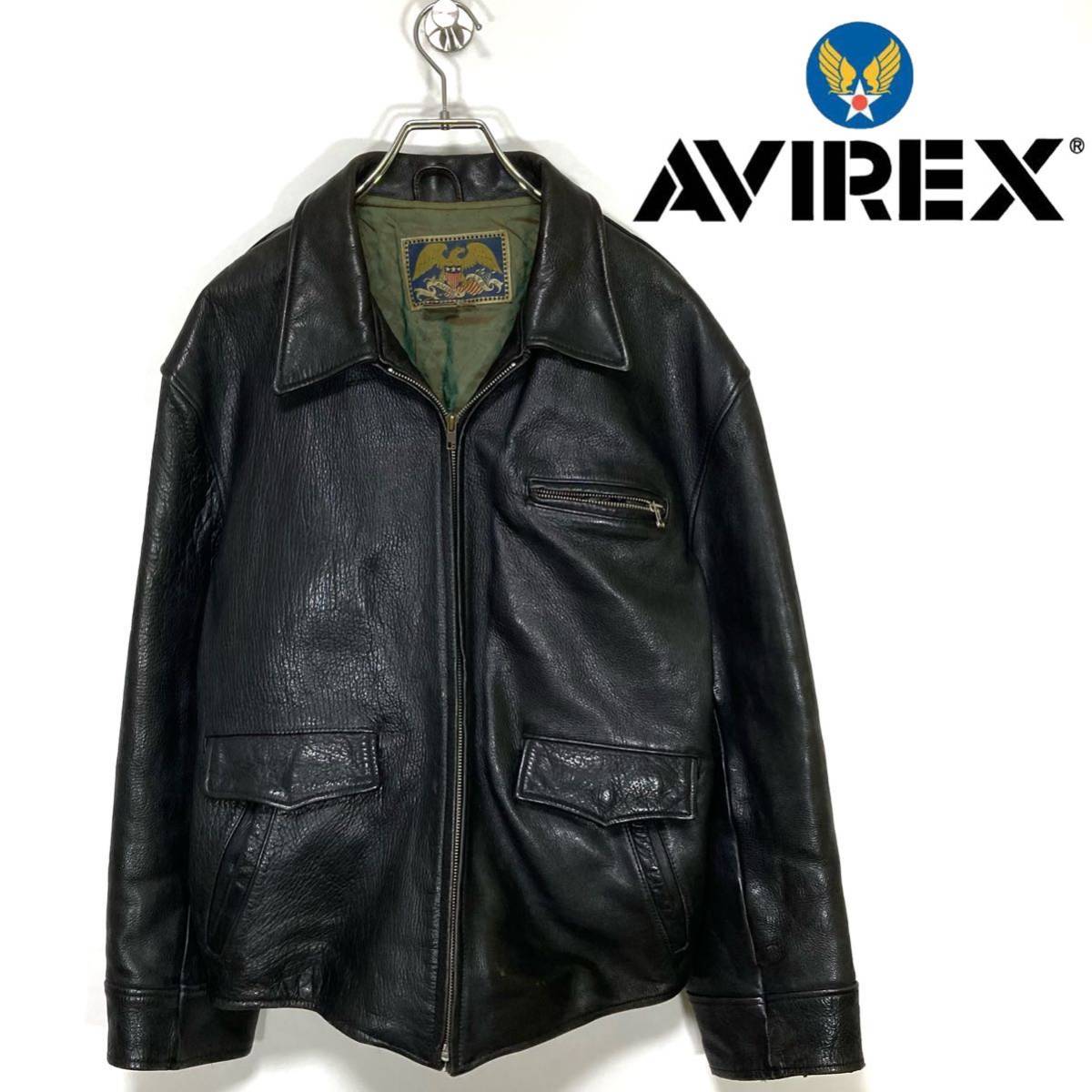 【目立った傷や汚れなし】AVIREX アヴィレックス No.8462 JRC35AC2 SMC NY PB 本革 皮 レザー TYPE A-2フライト 軍 USA ジャケット 1円スタート ...