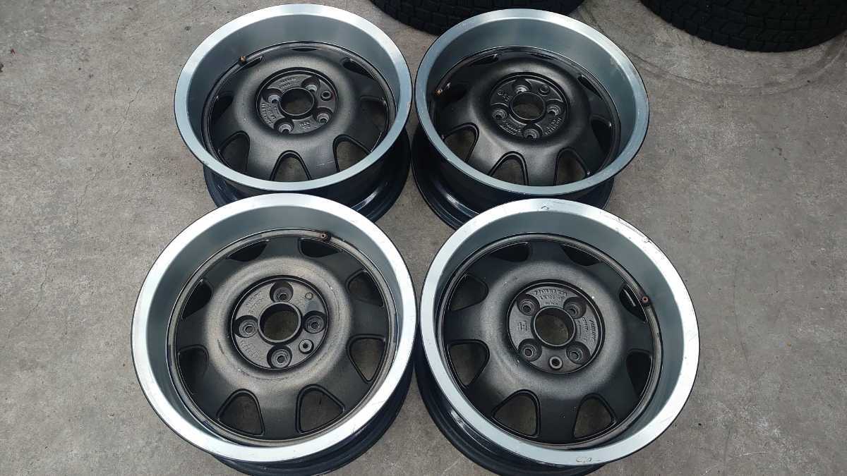 【全体的に状態が悪い】【深リム！ 】ALULINE C70528-F 15インチ 7J +28 PCD100 4H シビック、ロードスター ...