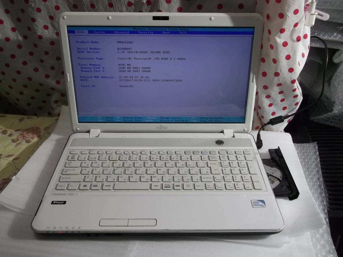 【傷や汚れあり】★ジャンク/FMVA33JW2 /Pentium B980/4GB/15.6LED/マルチ/BIOS★の落札情報詳細 - Yahoo!オークション落札価格検索 オークフリー