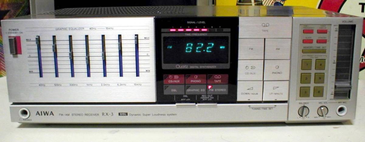 【やや傷や汚れあり】AIWA RX-3 AM/FM Stereo Receiver 動作OK！ MMフォノイコライザー内蔵 7連グラフィック ...