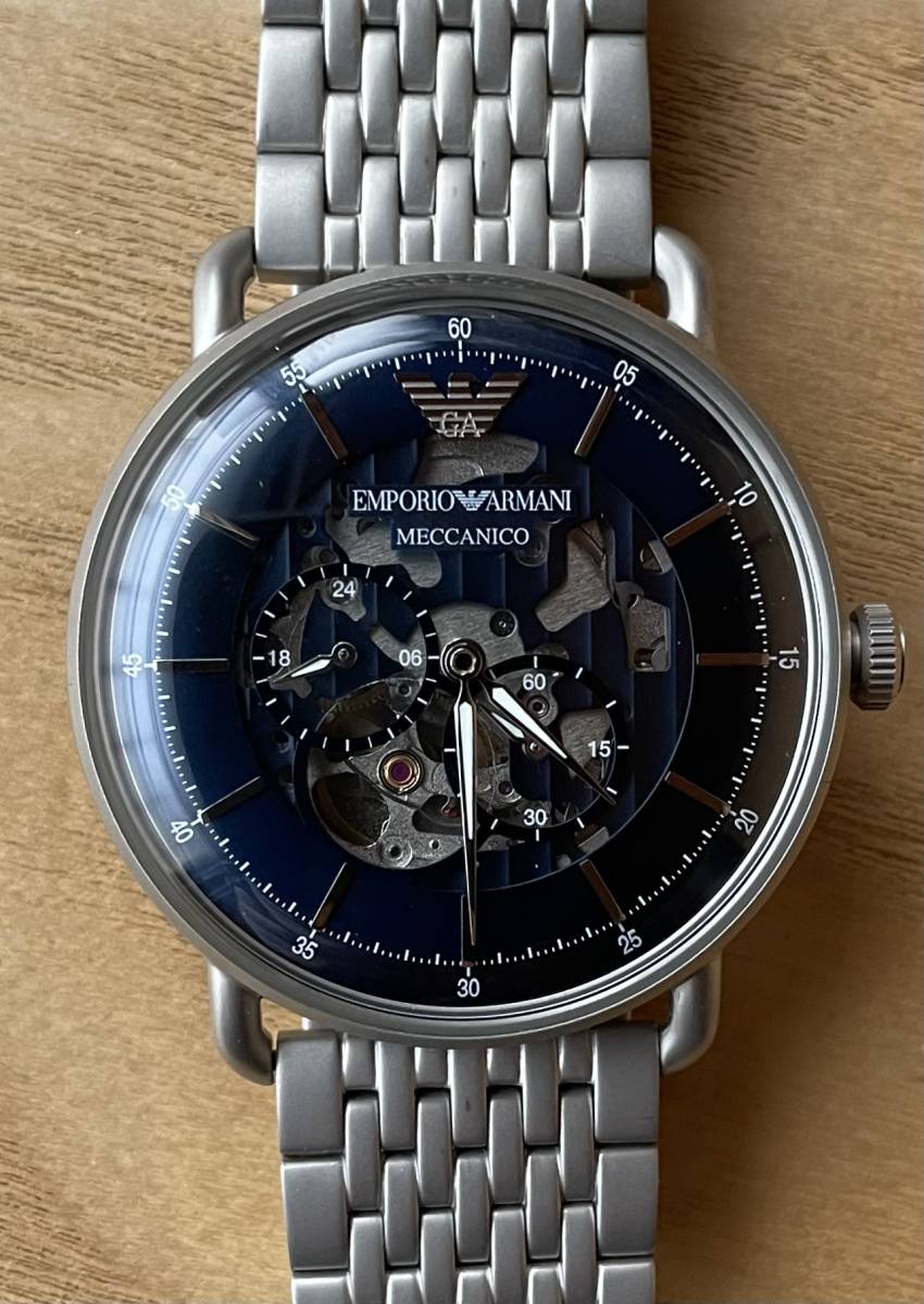 【目立った傷や汚れなし】2022年新作 エンポリオアルマーニ メカニコ AR60024 ブルーダイヤル Emporio Armaniの落札情報 ...