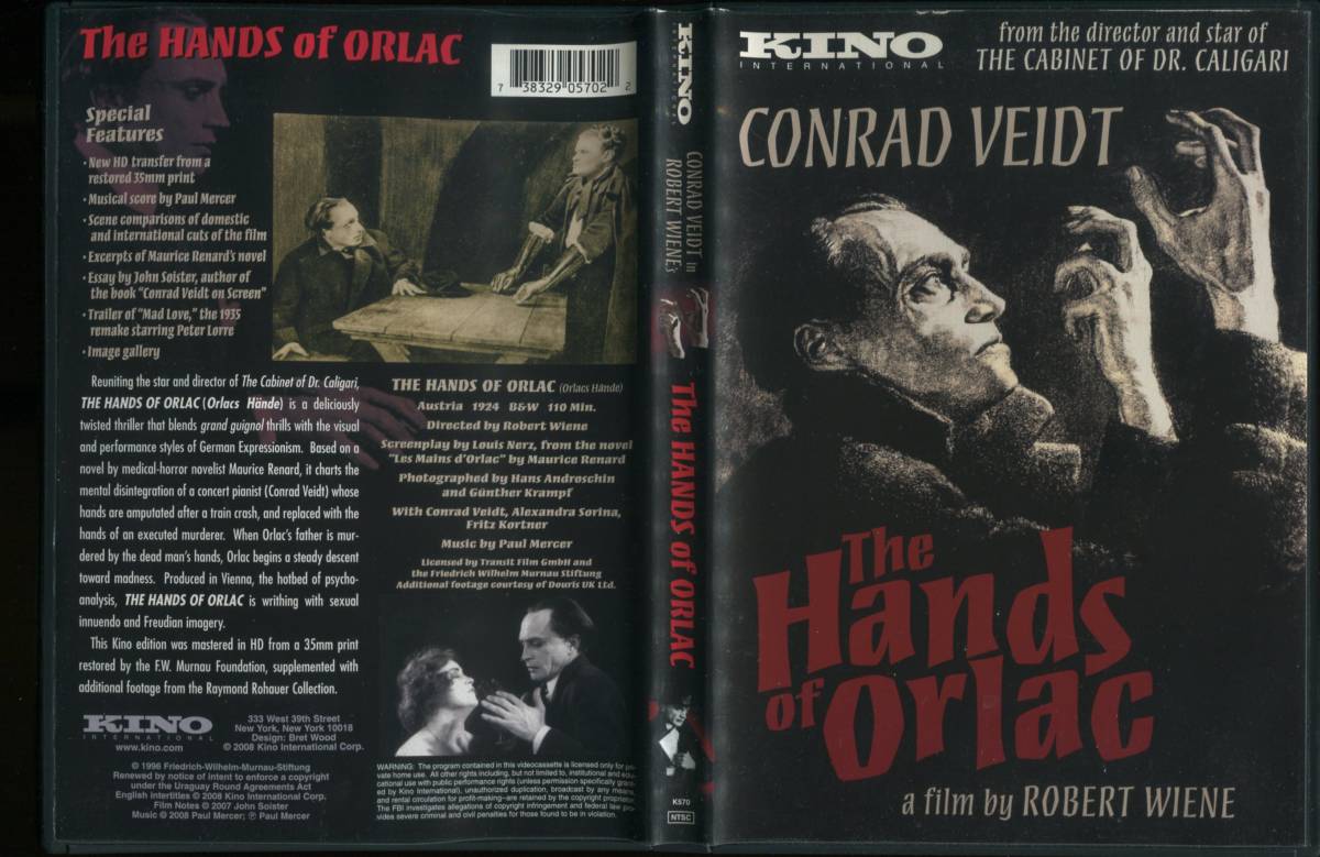 【目立った傷や汚れなし】サイレント映画「芸術と手術」(Orlacs Hnde/Hands of Orlac)ロヴェルト・ヴィーネ監督 ...