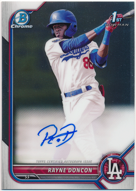 【目立った傷や汚れなし】Rayne Doncon 2022 Bowman Chrome Baseball Prospects ...