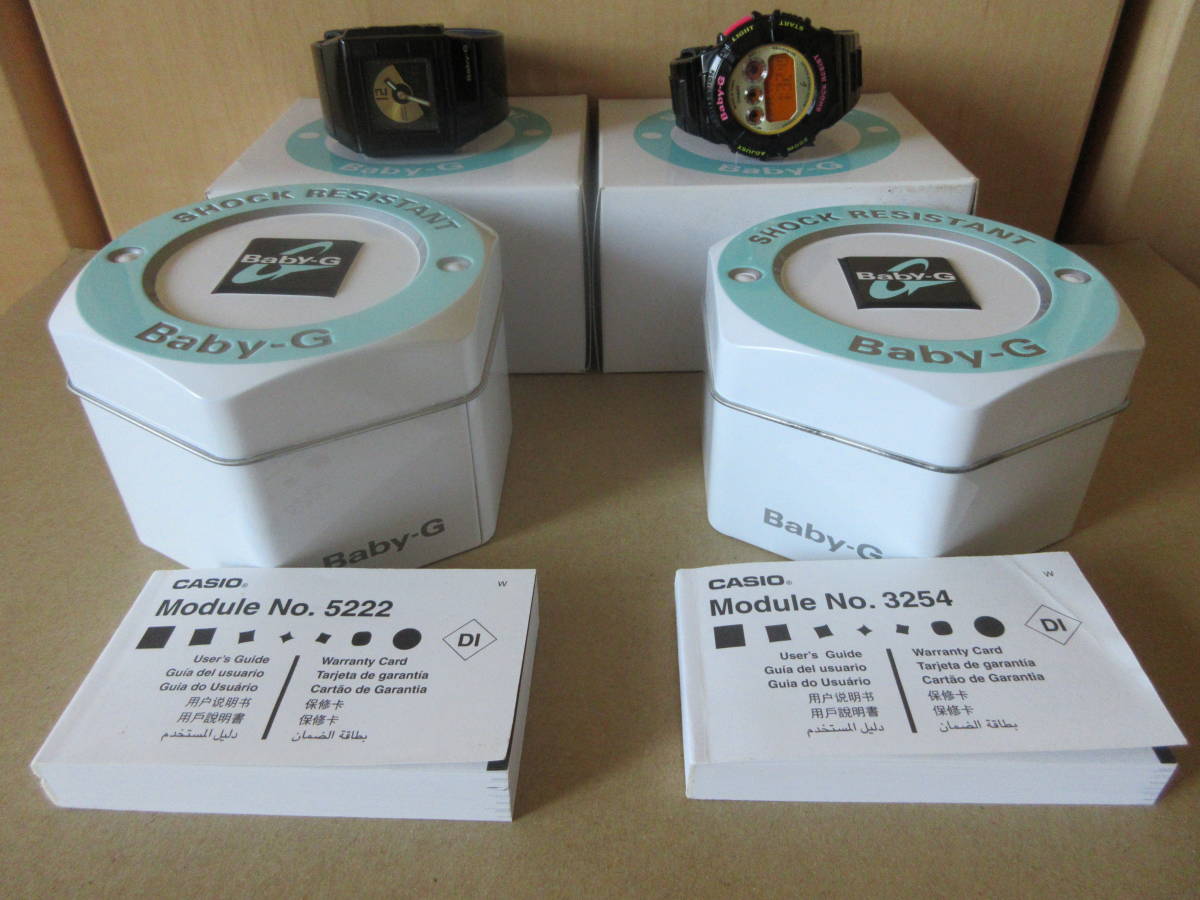【目立った傷や汚れなし】中古「 CASIO Baby-G ／ ① BGA-201(5222)、② BGD-121(3254) 」2本ともケース ...