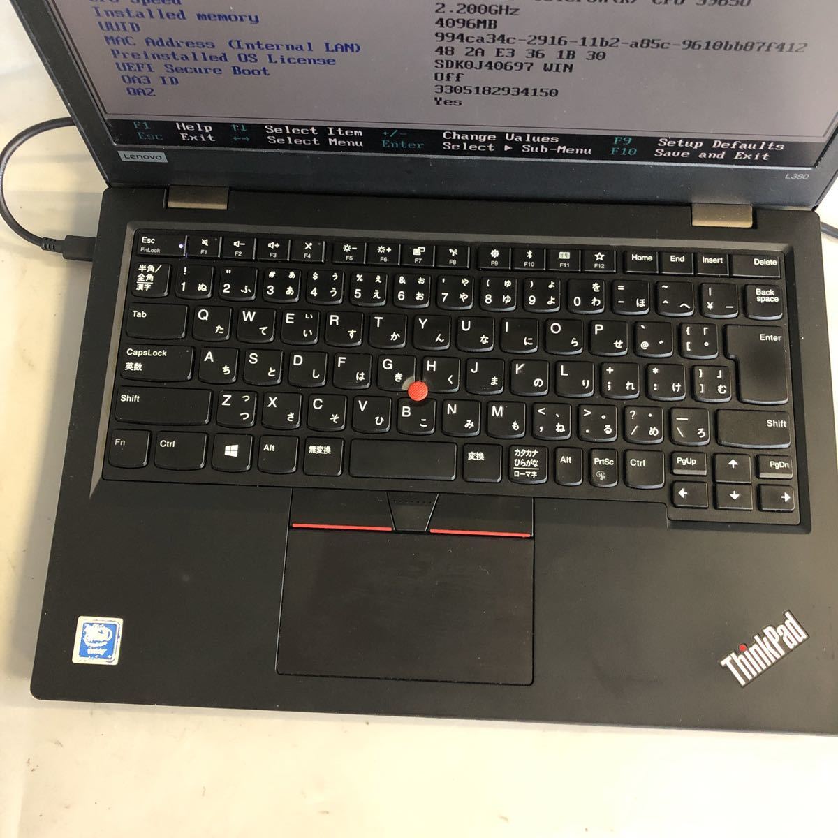 【やや傷や汚れあり】JXJK【ジャンク】Lenovo ThinkPad L380/Intel Celeron 3965U 2.20GHz/ メモリ:4GB /SDD: 128GB /動作未確認 ...