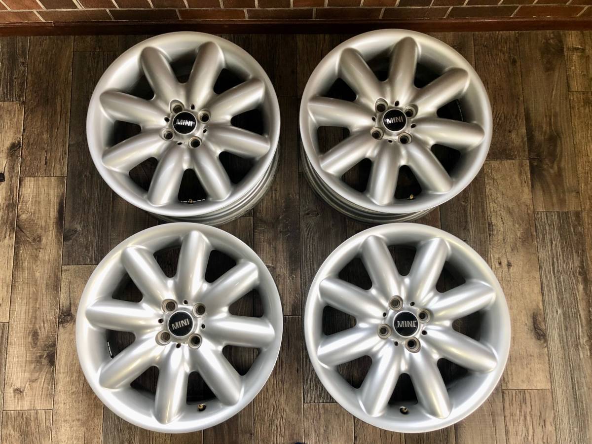 【傷や汚れあり】BMW MINI 純正 17インチ アルミ ホイール セット 7J PCD100 Sスポーク R85 シルバー ミニ ミニクーパー 国産車 流用 R50 R53 R56 R55 ...