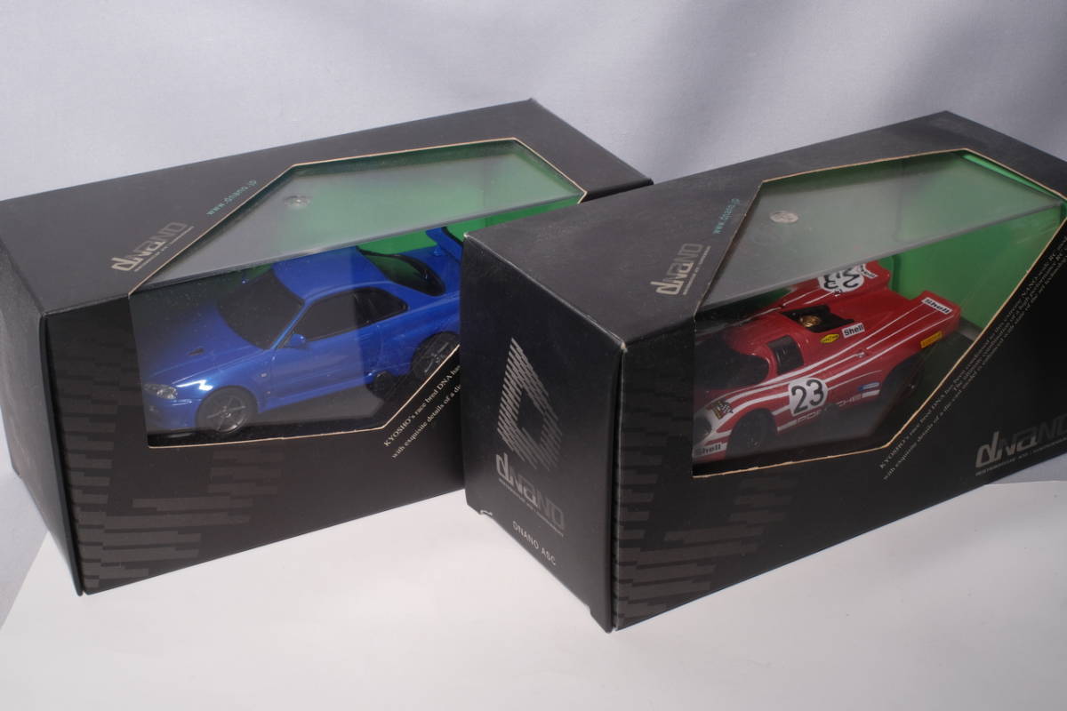 【やや傷や汚れあり】京商 Kyosho DNANO ディナーノ ポルシェ 917K ＆ 日産 スカイライン GT-R R34 オートスケール ...
