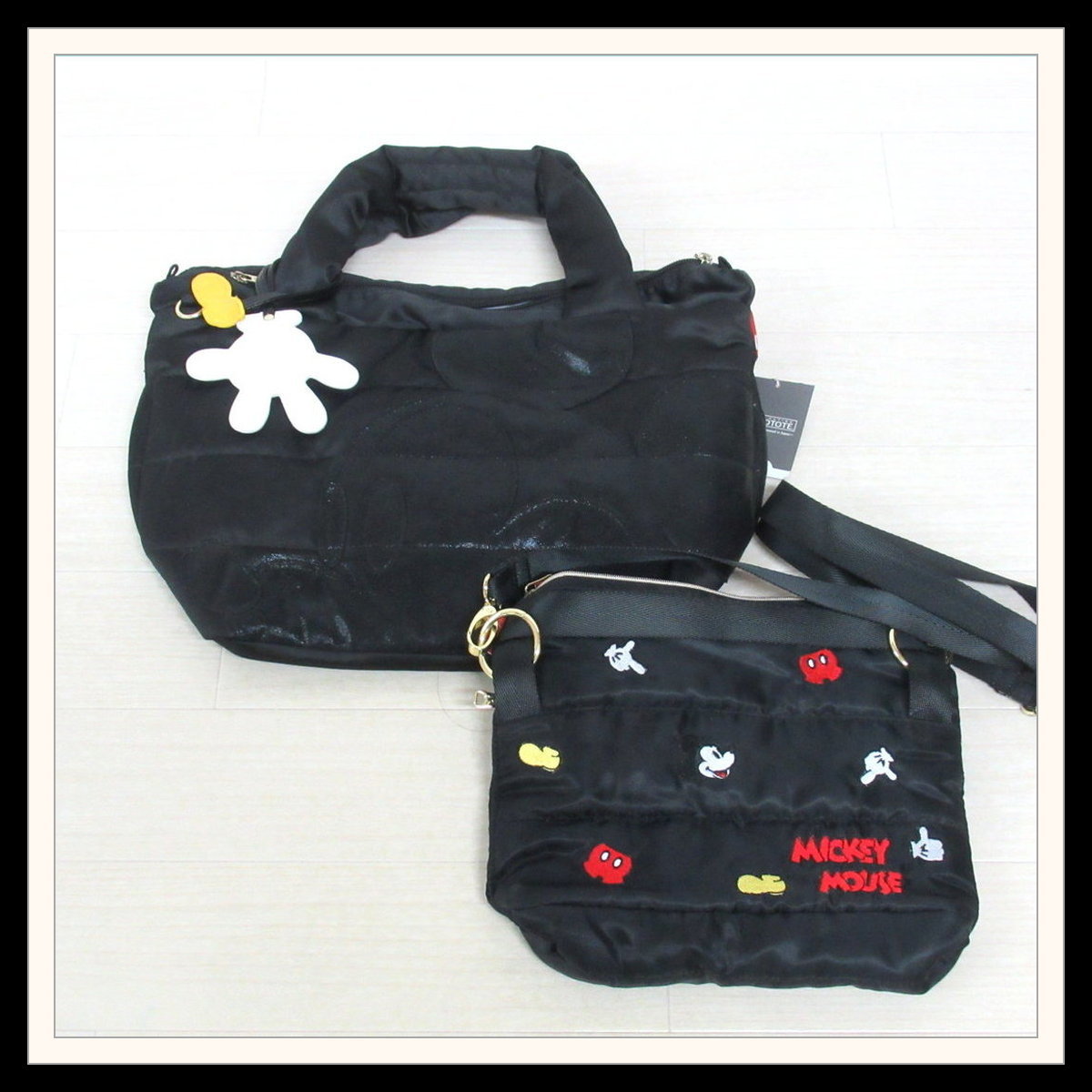 【やや傷や汚れあり】 ROOTOTE × Disney ルートート×ディズニー コラボ ショルダーバッグ トートバッグセット ブラック ...