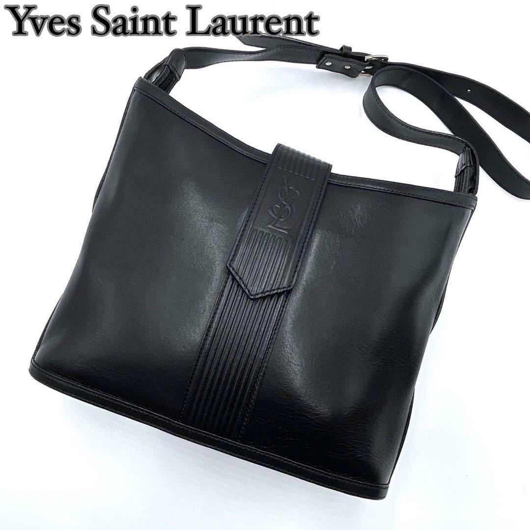【目立った傷や汚れなし】1円〜 【美品】イヴサンローラン Yves Saint Laurent YSL カサンドラロゴ ショルダーバッグ ブラック 黒 レザー メンズ レディースの落札情報詳細 ...
