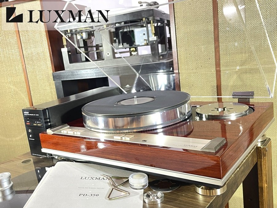 【目立った傷や汚れなし】良品 LUXMAN PD-350 吸着式 ターンテーブル 吸着ユニット VS300/SMEアームベース/ベルト等付属 ...