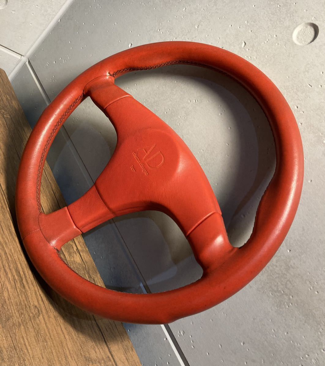 【傷や汚れあり】珍品 ATC AD altezza disegno ステアリング 37Φ 希少 当時物 旧車フルパッド レッドレザー赤 MOMOモモNARDIナルディitalvolanti ...