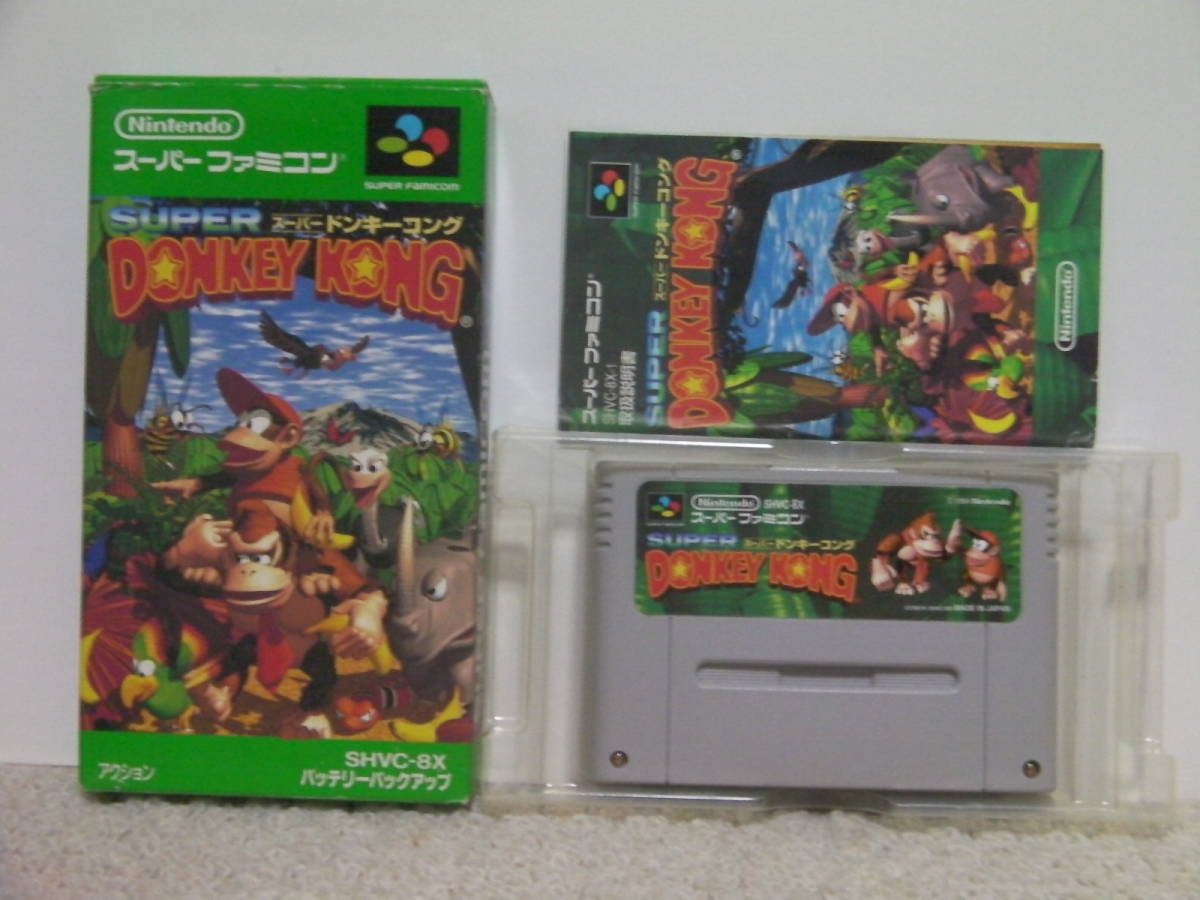 【やや傷や汚れあり】 即決!! SFC スーパードンキーコング（箱説付き）Super Donkey Kong／ スーパーファミコン SUPER ...