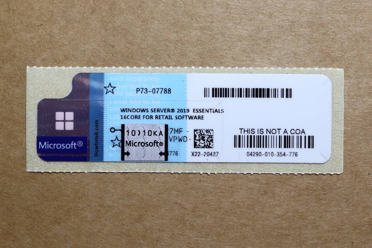 【未使用】Windows Server 2019 Essentials COAシール プロダクトキー 実物発送 リテール版 認証保証の落札情報 ...