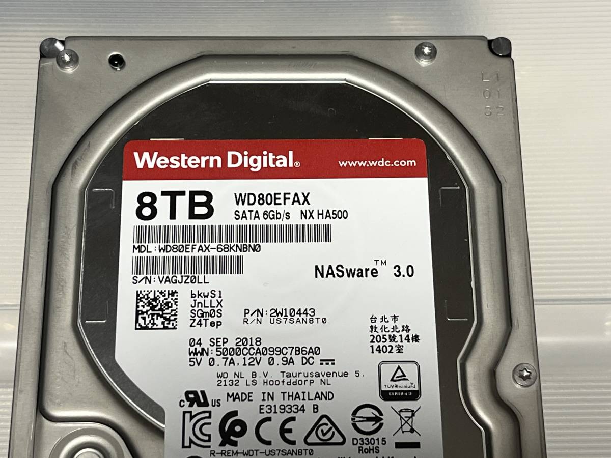 【目立った傷や汚れなし】 売切！ 使用19650時間 WD RED WD80EFAX 8TB 3.5inch SATA 600 HDD ...