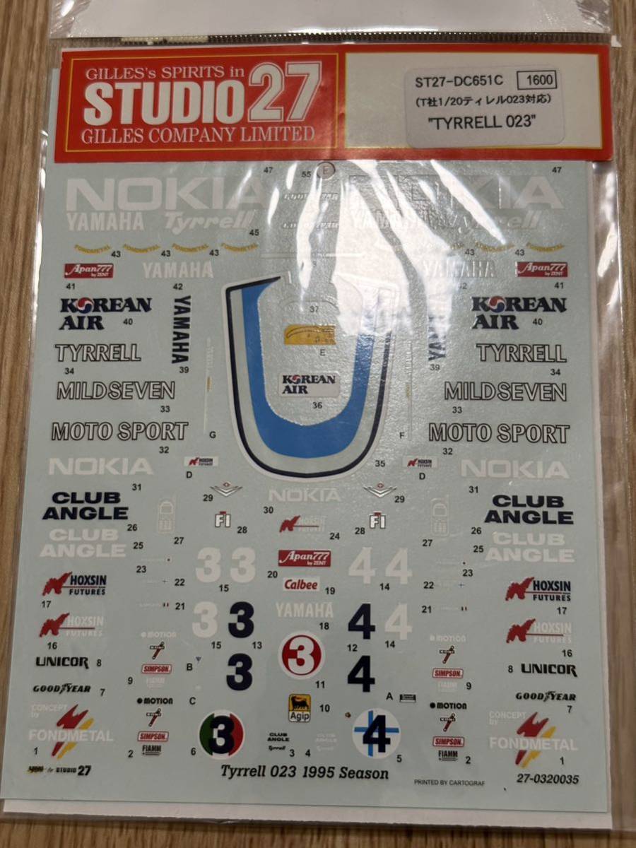 【未使用】STUDIO27 スタジオ27 1/20 ティレル 023 ヤマハ タミヤ対応 ST27-DC651C フルシーズンデカール 未使用品の落札情報詳細 - ヤフオク落札価格検索 オークフリー
