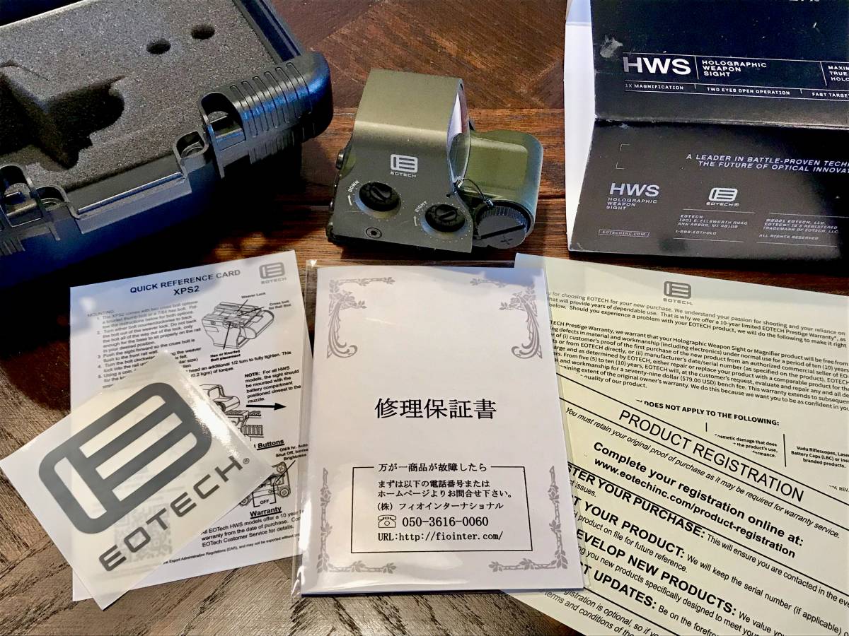 【やや傷や汚れあり】実物EOTech XPS 2-0 OD Green/Unity Tactical Fast Optic Riser ...