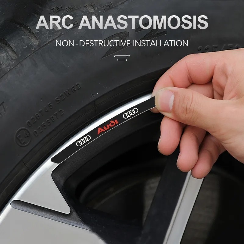 【未使用】アウディ アルミ製 ホイール リムステッカー【ブラック】Audi S-line RS A1 A3 A4 B5 B6 B7 B8 A5 ...