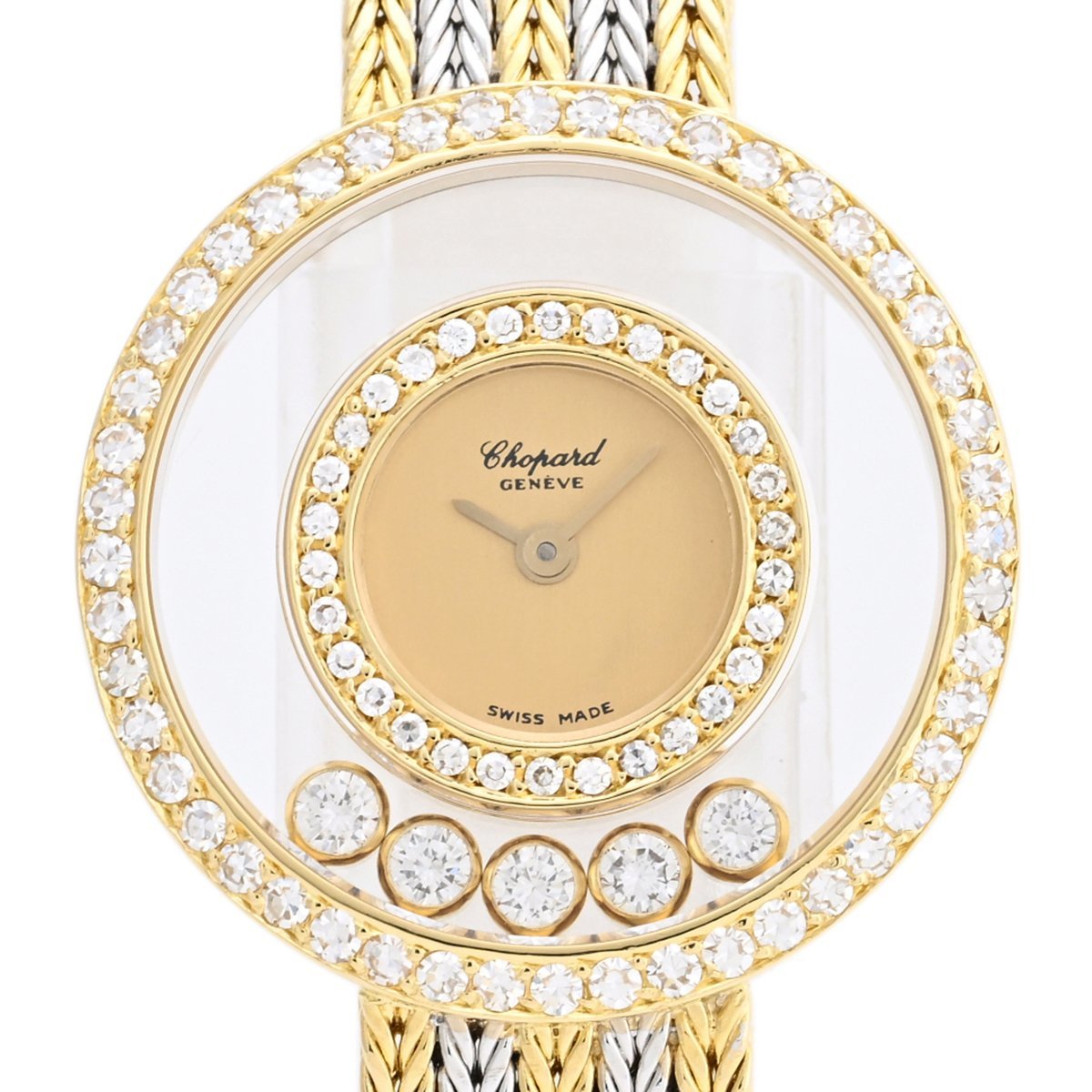 【やや傷や汚れあり】ショパール Chopard ハッピーダイヤモンド 4097_20/4355 腕時計 YG WG ダイヤモンド クォーツ ゴールド レディース 【中古】の落札情報詳細 ...